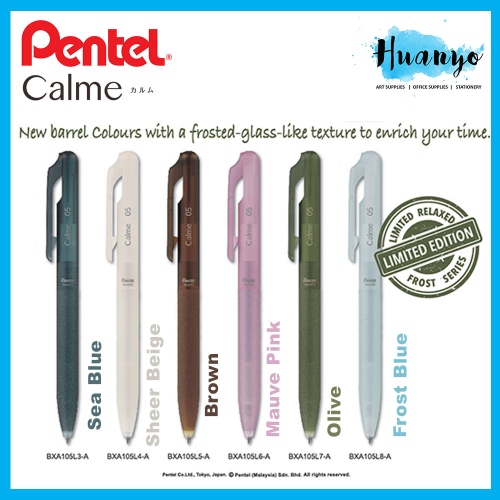 Pentel Calme Relaxed Frost Leather Grip Silent Click Retractable Ball ...