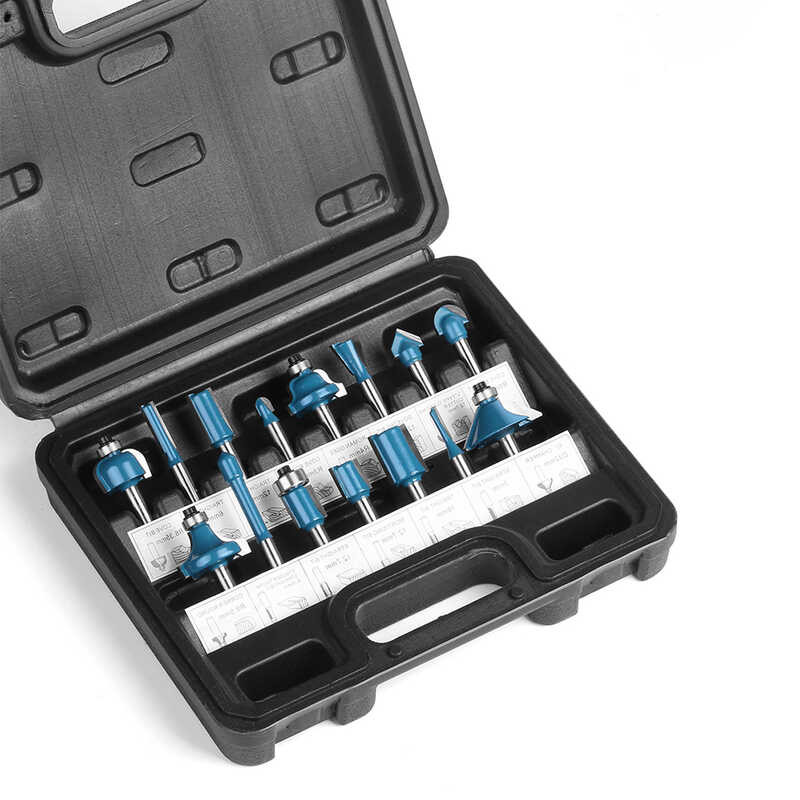 1/4Inch 15Pcs Shank Router Bit With Wrench Set Tungsten Carbide Tipped ...