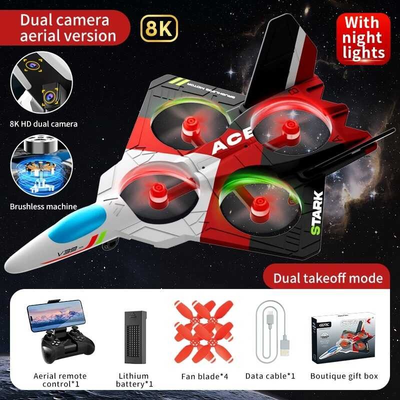 Jet Aero Dron Remote Control 2.4G 8K Dual Camera Fighter Hobby Plane ...