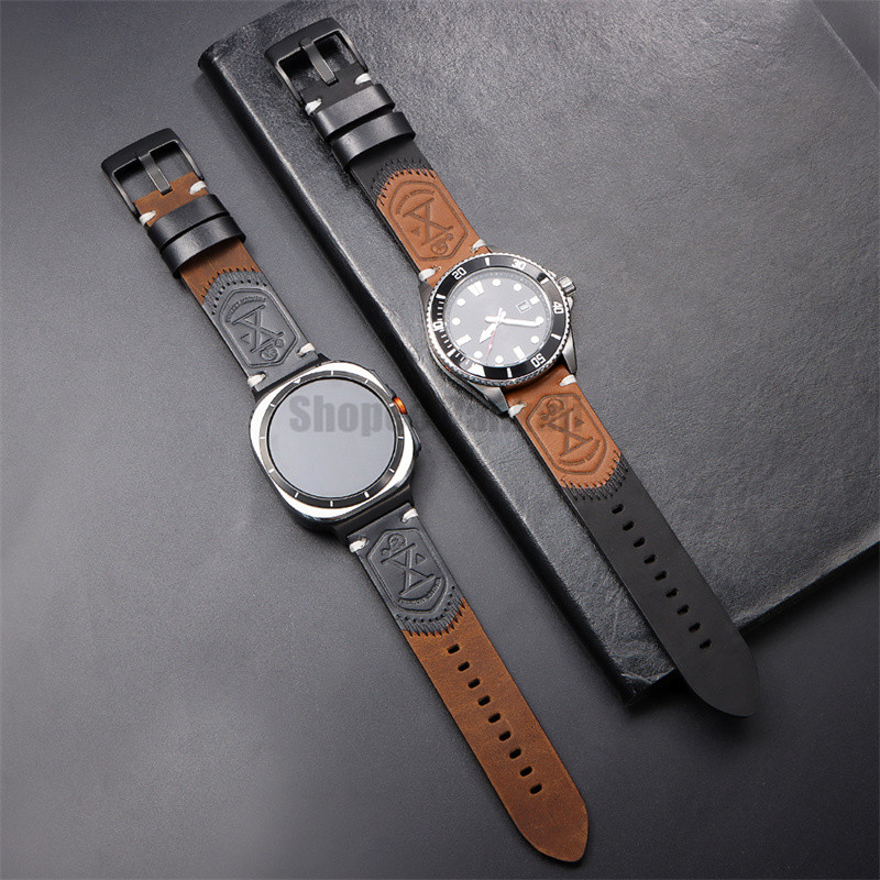 New Style 22mm Genuine Leather Watch Strap Universal Quick Release ...
