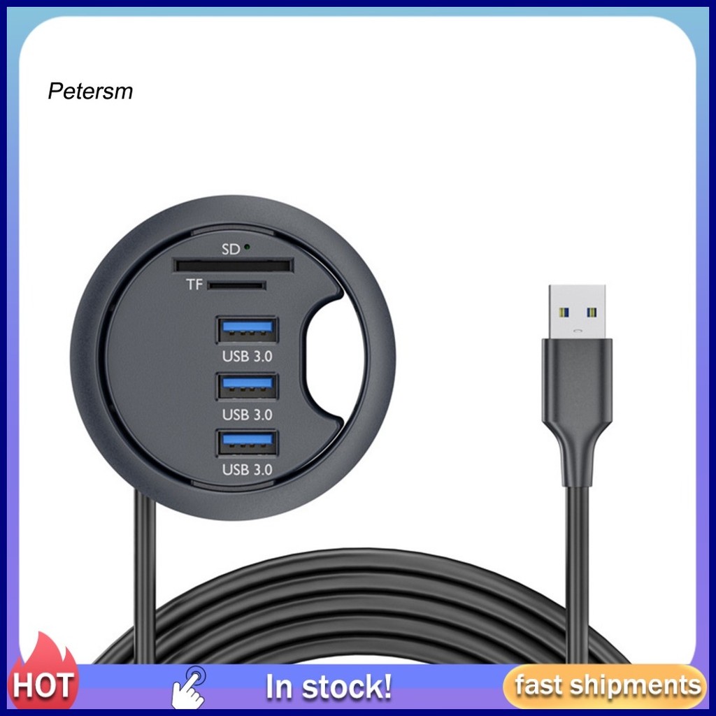 PP USB Hub 5 in 1 Multiport 3 USB30 TF/SD-card Reader Hole in-Desk ...