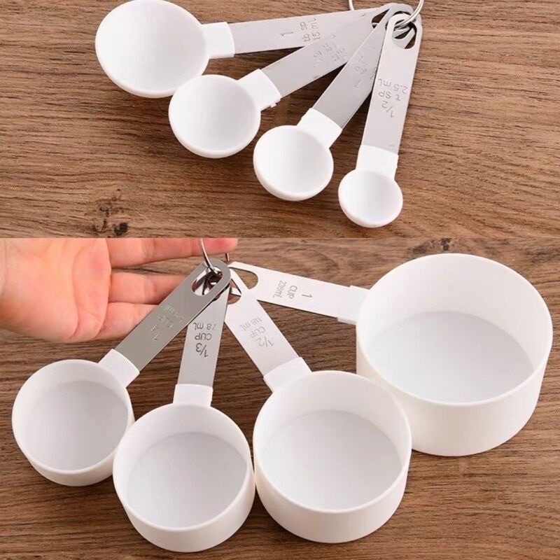 8PCS Measuring Cups and Measuring Spoons with Stainless Steel Handlel ...