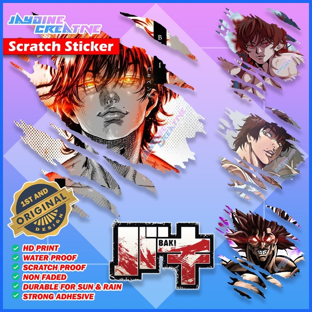 ⚕ ↔ ☽ Baki Scratch Design Sticker, Indoor Outdoor Vinyl Sticker ...