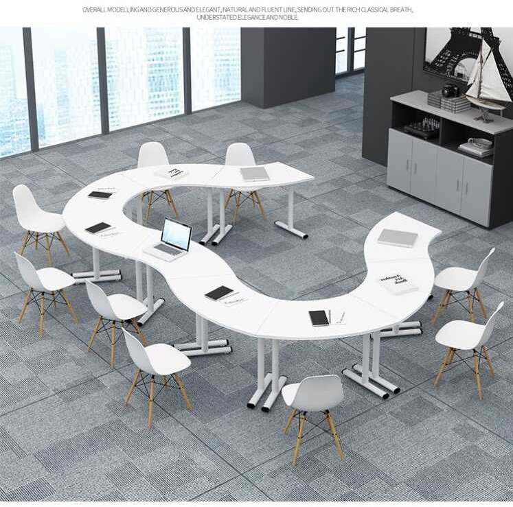 Alien staff desk, fan-shaped desk and chair, curved training table, S ...