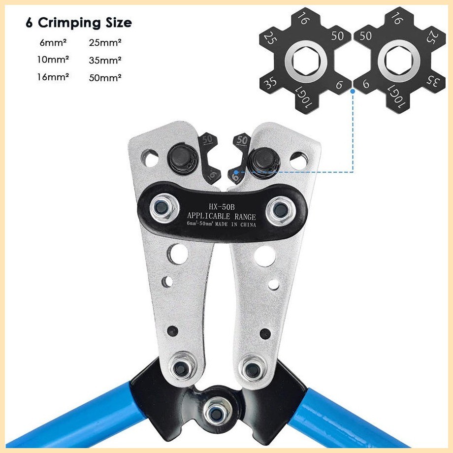 Ring Lug Terminal Crimping Plier HX-50B 6-50mm² Car Battery Terminal ...