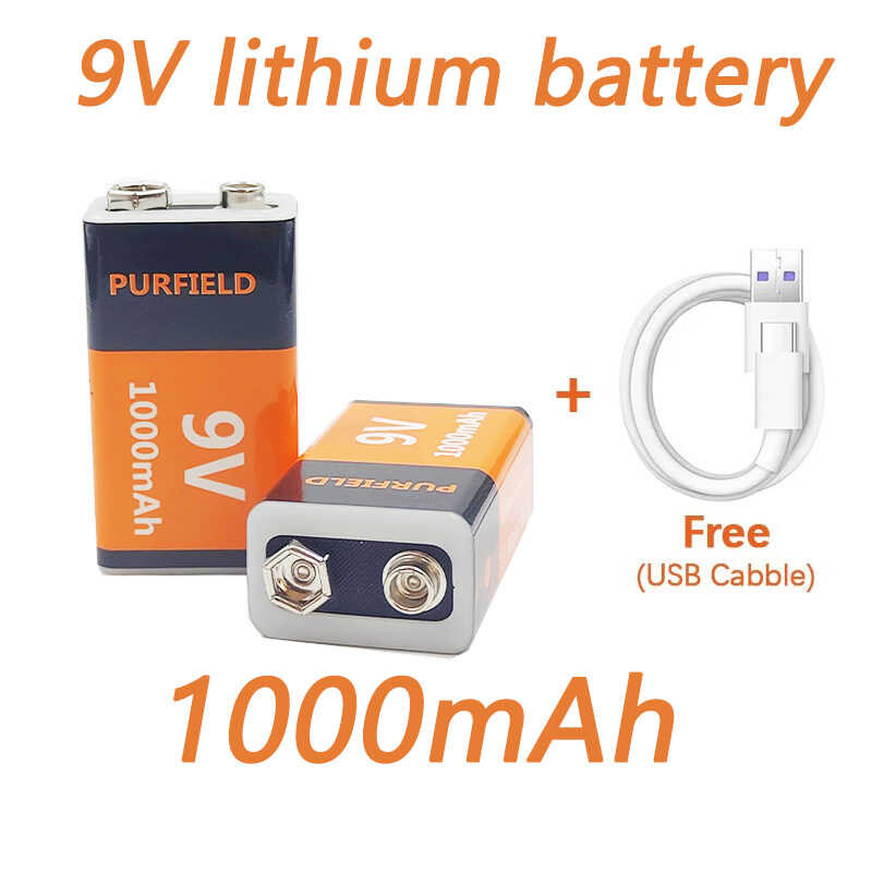 76 1000Mah 3 9 Volt Li-Ion Rechargeable Type-C USB 6F22 9V Lithium ...