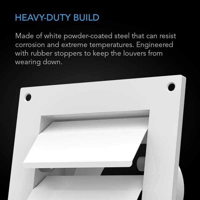 Infinity AC Wall Mount Duct Shutter, 4” Outdoor Louver Gable Vent Hood ...