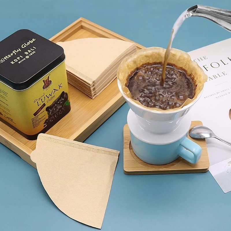 100pcs V-Shaped Coffee Filter Paper Coffee Cup Filter Paper Hand Brewed ...