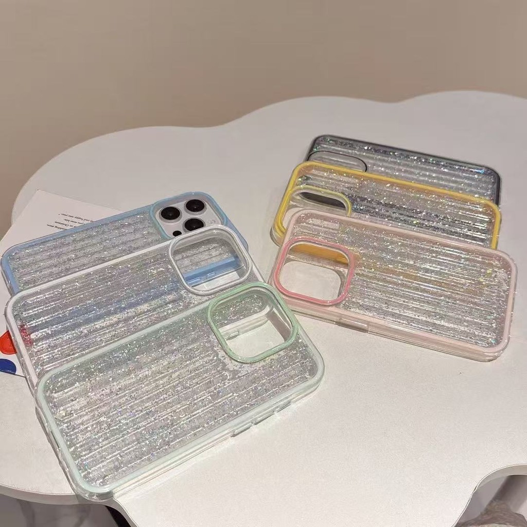 Luxury 2-in-1 Glitter Clear Contrast Color Acrylic Phone Case for ...