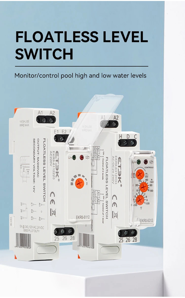 ETEK Floatless Water Level Relay Switch Electronic Liquid Level ...