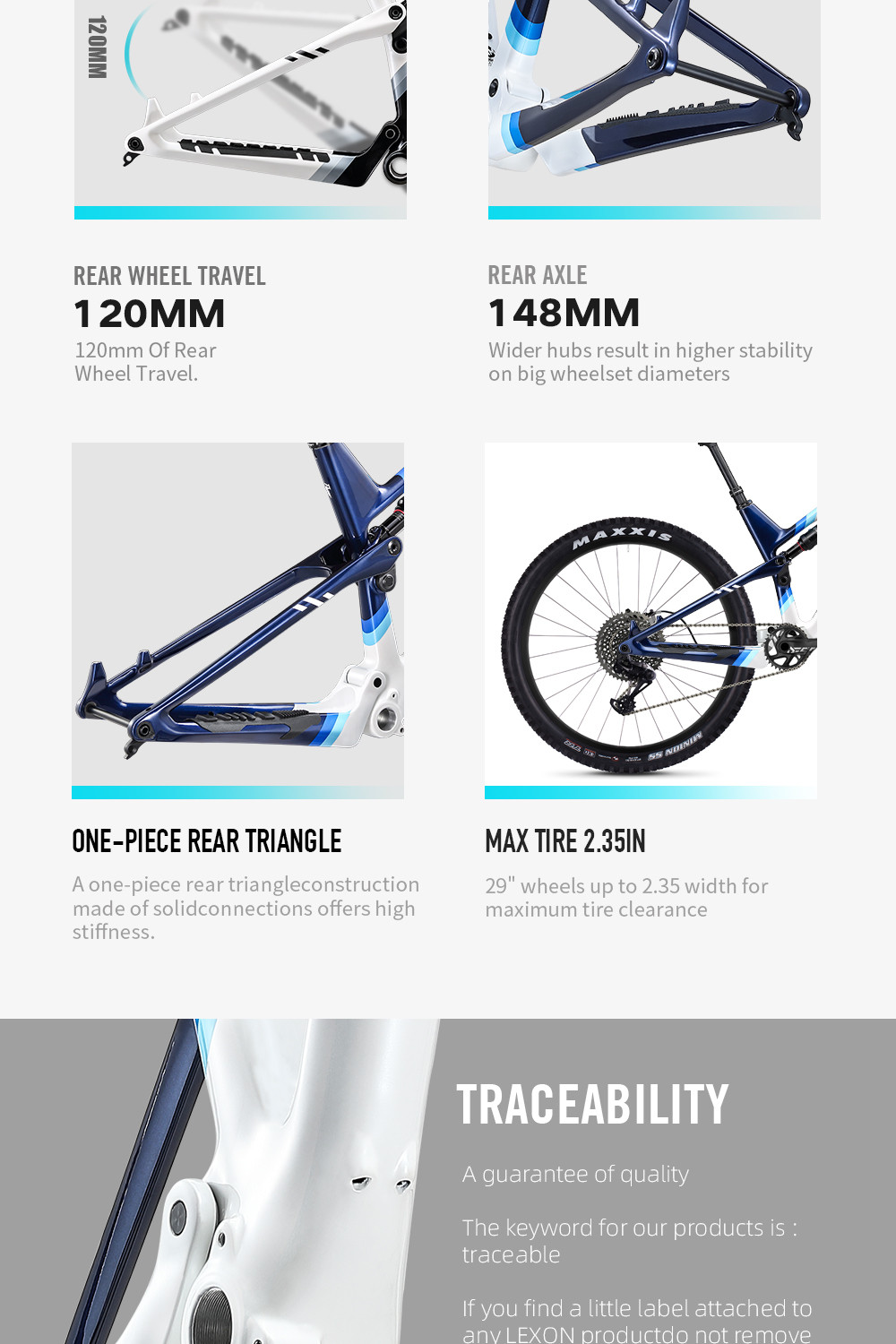 2025 LEXON Carbon Mountain Bike Frame 148 Boost 29er XC trial MTB Full ...