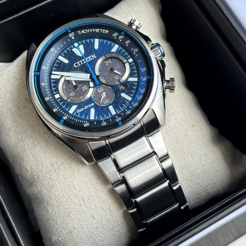 Citizen Eco-Drive Watch CA4560-81L Chronograph Blue Dial Silver Steel ...