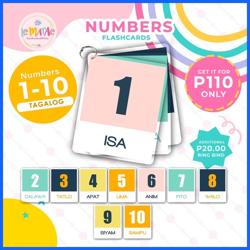 NUMBERS TAGALOG FILIPINO MGA NUMERO Laminated Educational Flashcards ...