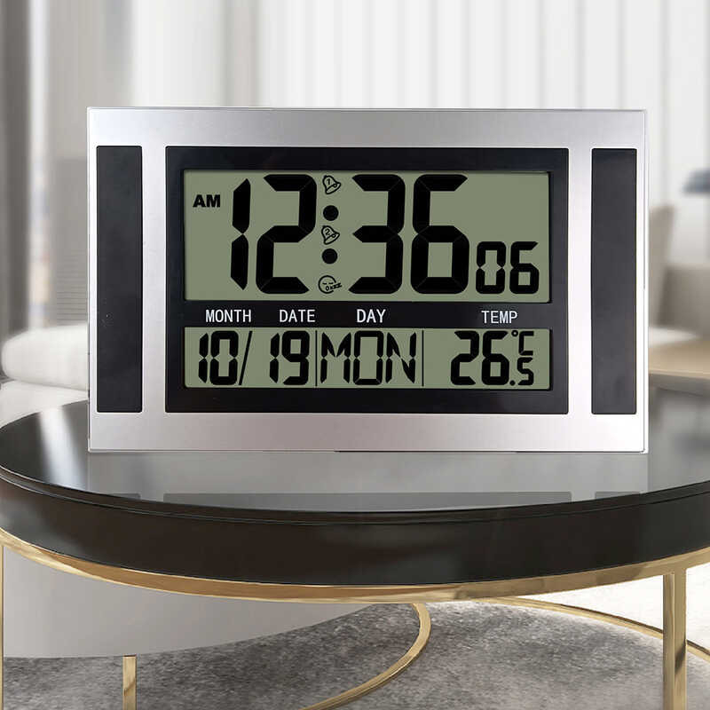 Alarm Clock 12/24 Hour Battery Operated Self-Setting Wall / Desk Mount ...