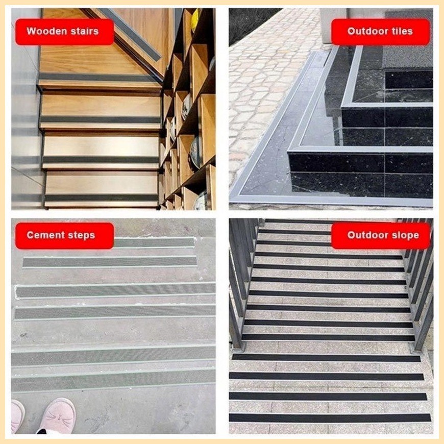24FT(720CM) Anti-slip strips Stair PVC rubber strips edge step stickers ...