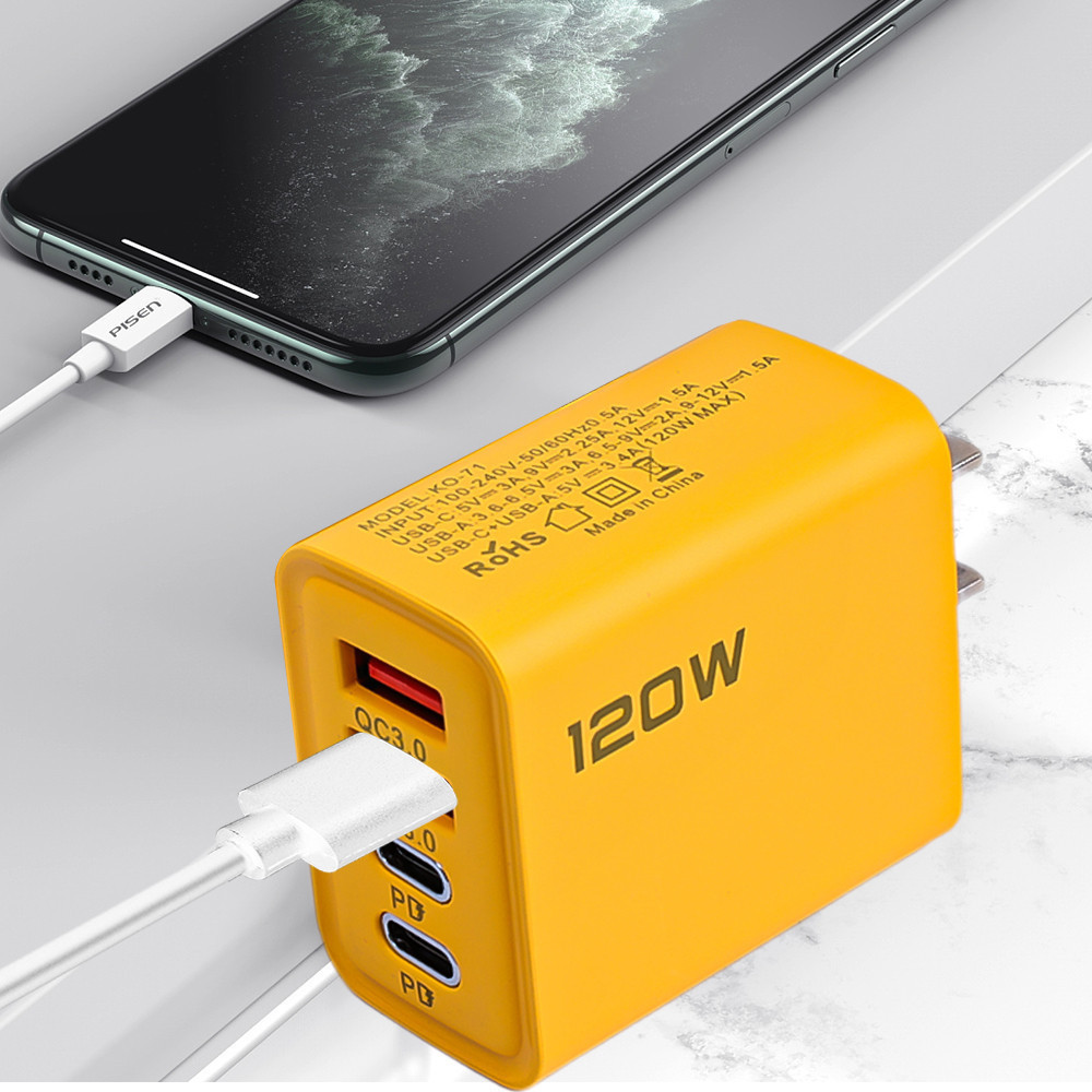 120W Wall Mounted EU/US/UK Plug Cellphone Adapter Fast Charging 4 Ports ...