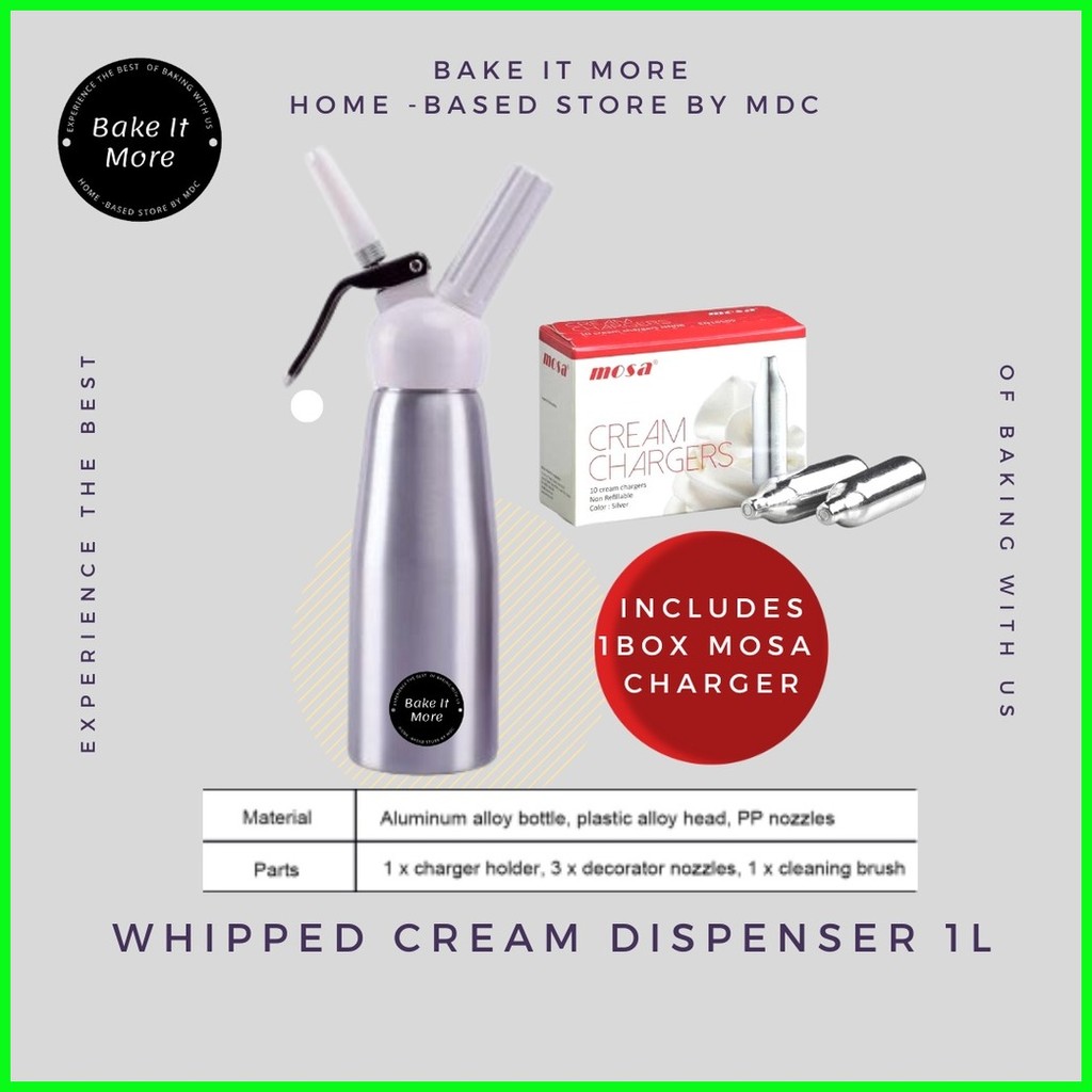 Whipped Cream Dispenser 500ml + 1box Mosa Charger | Shopee Philippines