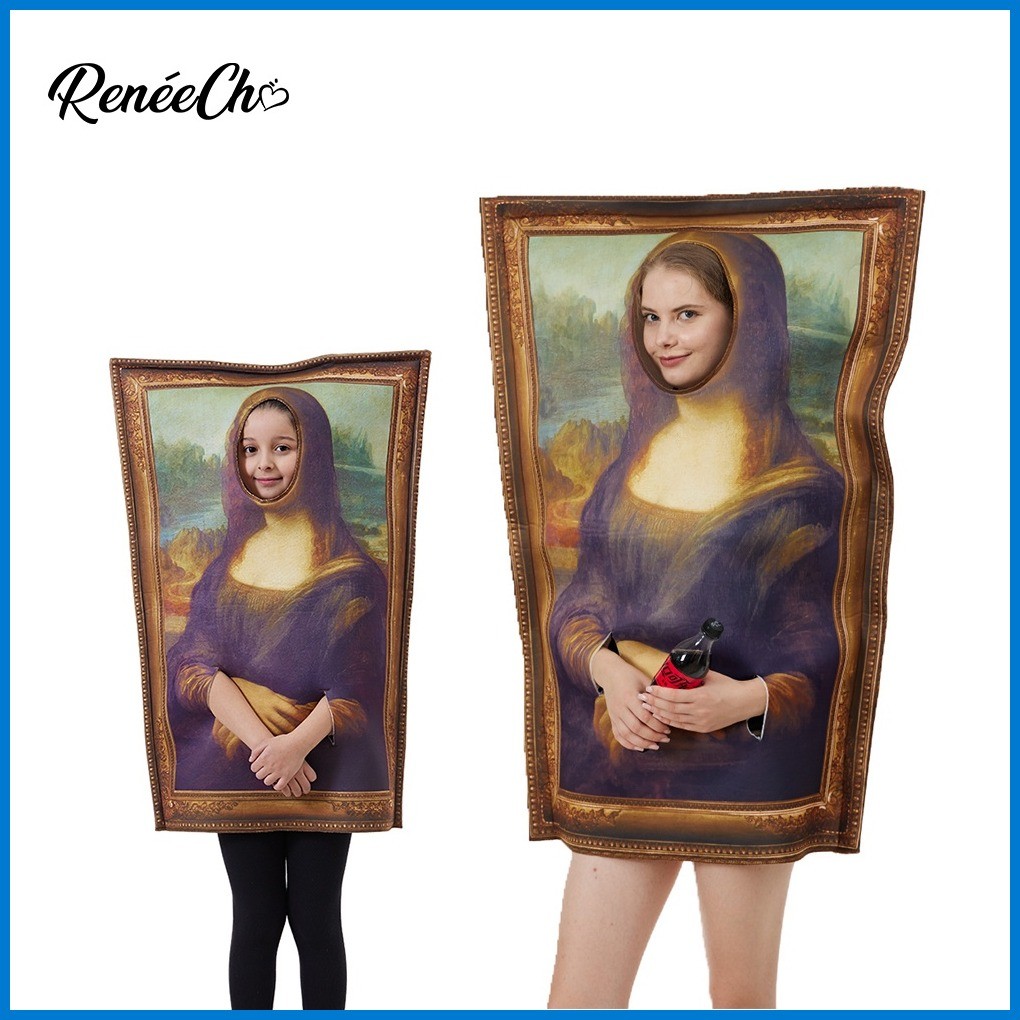 Reneecho Funny Family Mona Lisa Costume Child Mural Cosplay Outfit ...