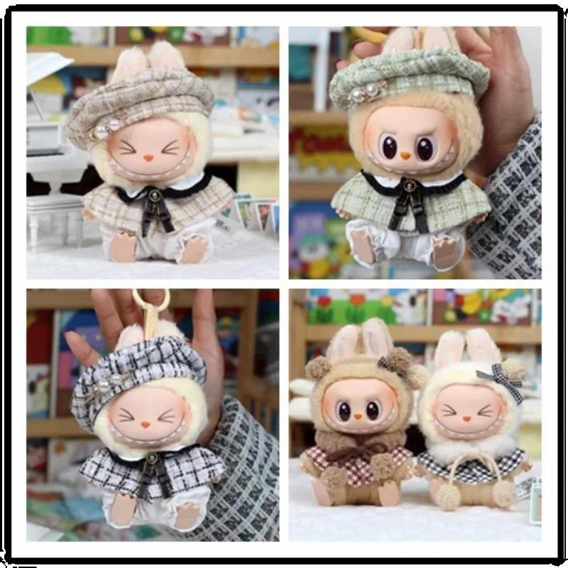 OM for 15cm Cute Labubu V1 V2 Mini Doll's Stylish Grid Retro Cape with ...