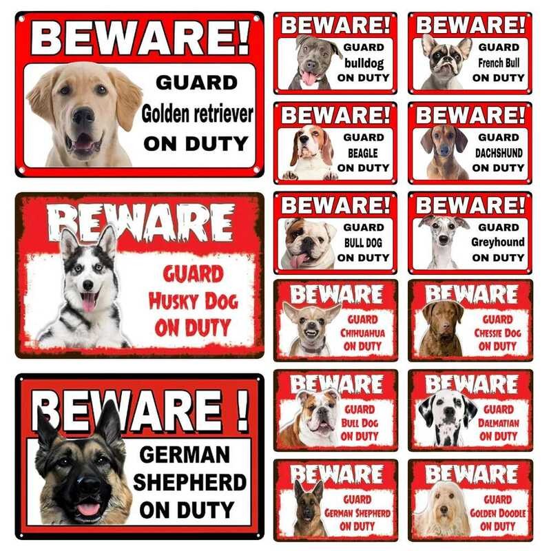 Vintage Beware Guard Beagle on Duty, Metal Sign, Warning, Bull Dog ...