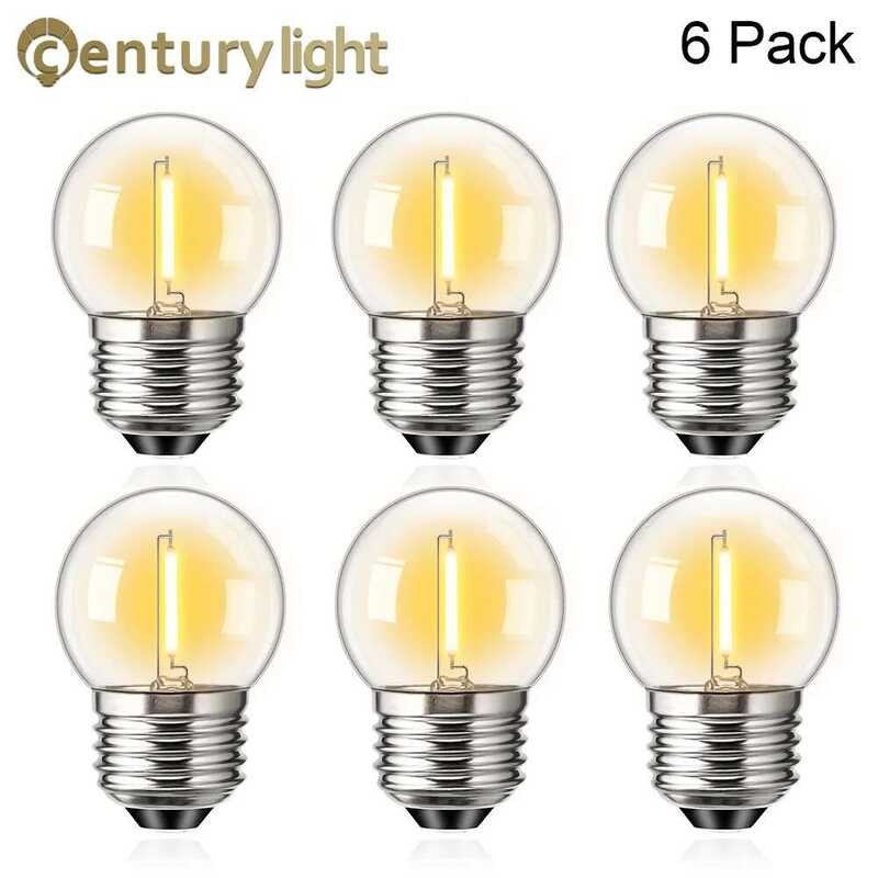 Tt G40 G12.5 LED Filament Mini Globe Light Bulb 1W E27 Base Clear Glass ...