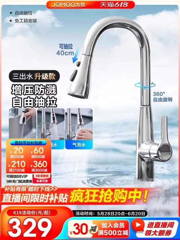 Jomoo Pull-out Faucet for Vegetable Washing Basin, Hot and Cold Kitchen ...