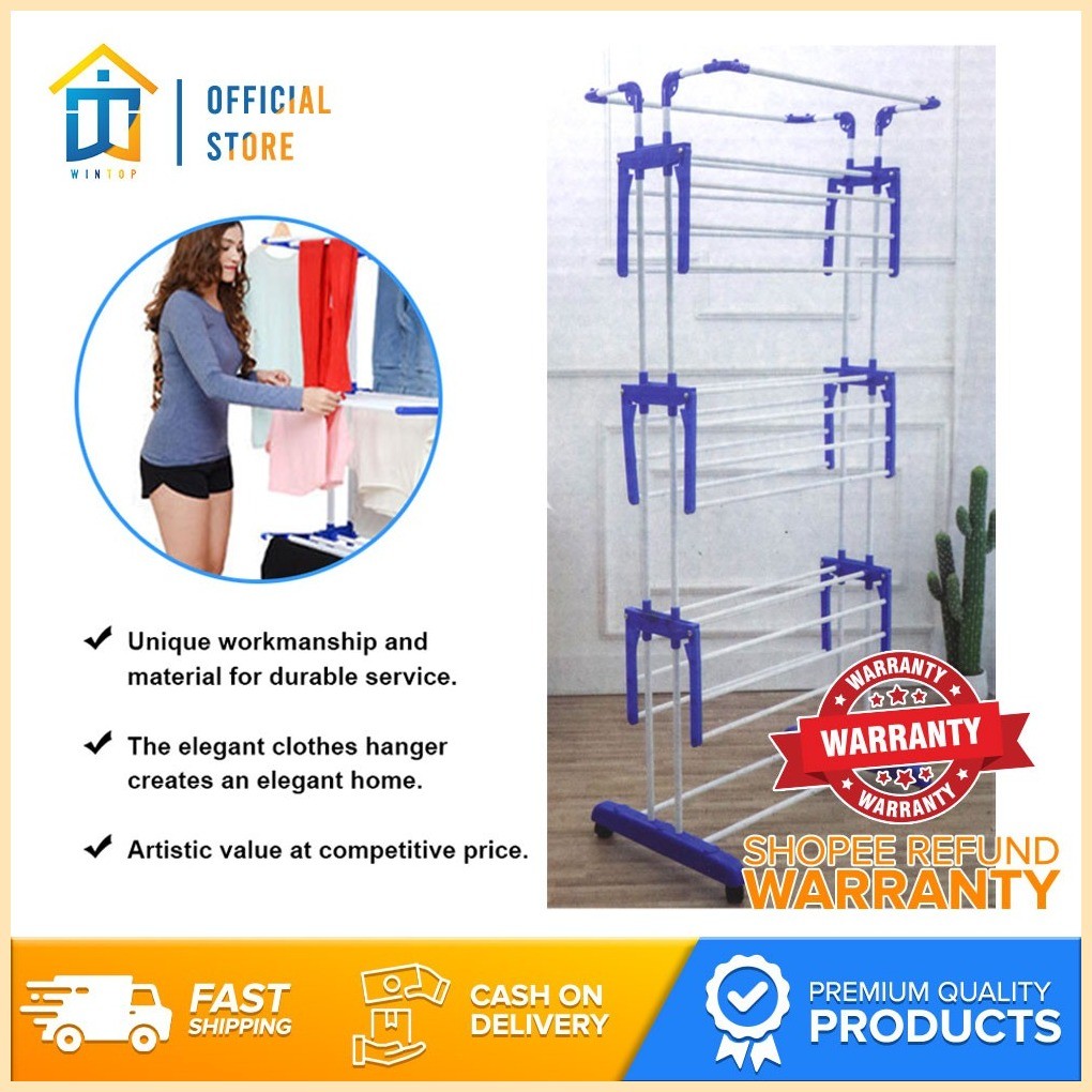 3 Layers Stainless Steel Folding Rack Clothing Dry Hanger Sampayan ...