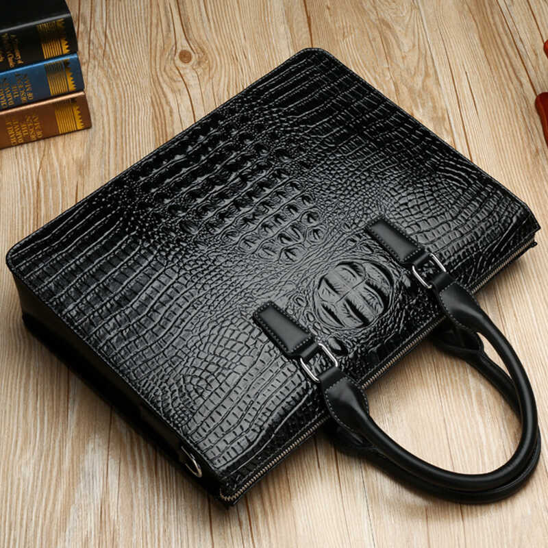 Print Crocodile Handbag Alligator print Briefcase Formal Business ...