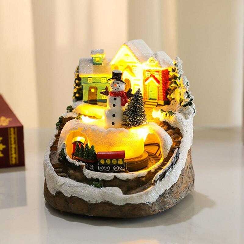 Christmas 3 Bf House Village Rotating Train Scene LED Lighting Battery ...