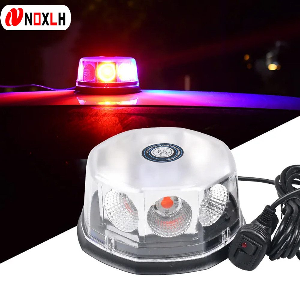 12V LED Rooftop Strobe Beacon Lights Magnetic Base Safety Warning Light ...