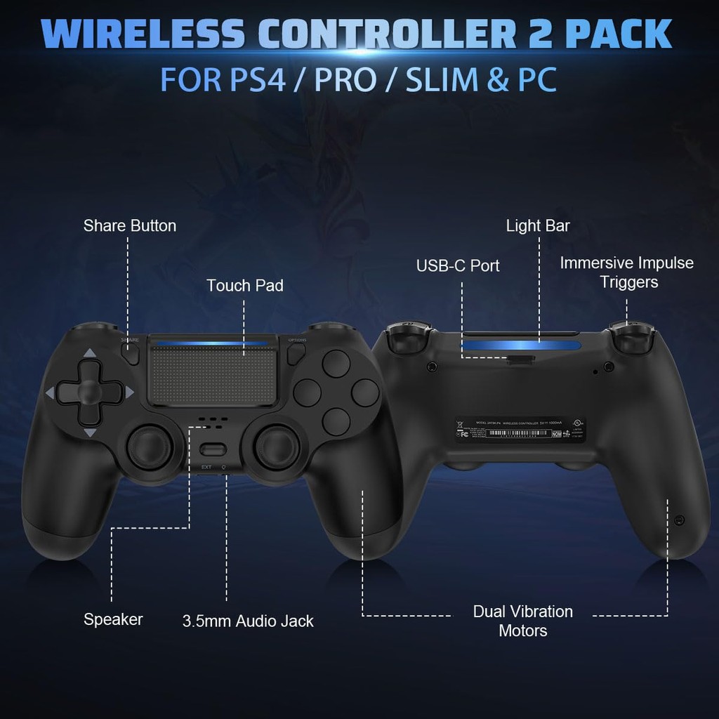 Wireless Controller PS4/Slim/Pro Bluetooth Wireless Gamepad PlayStation ...