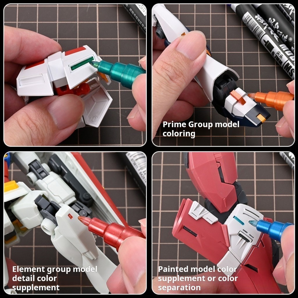 0.7mm 9pcs Super Metallic Model Marker Pen Set MS028 EX001-EX009 for ...