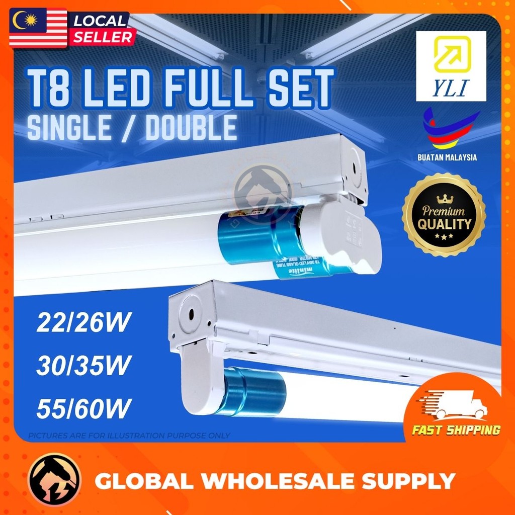 FULL SET 4FT LED T8 Tube Lampu Rumah Ceiling Light Lampu Kalimantang ...