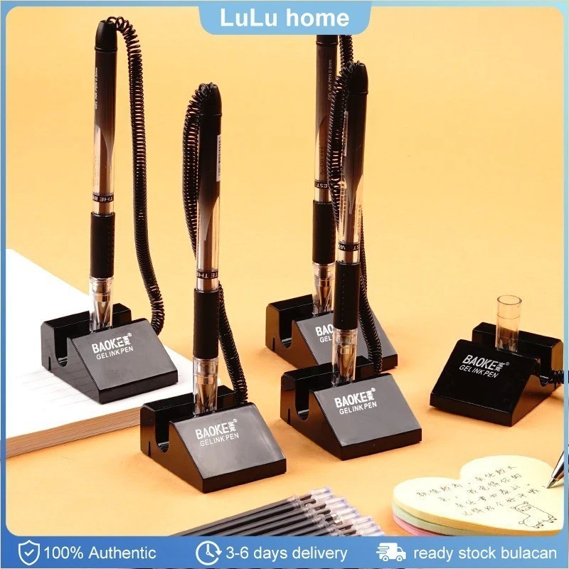 Table Top Pen Black Counter Pen with String Wire Stand Office Bank ...