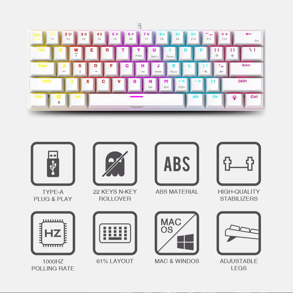 Armaggeddon MKA 1C Core 61 Keys Wired Mechanical Keyboard | Rainbow ...