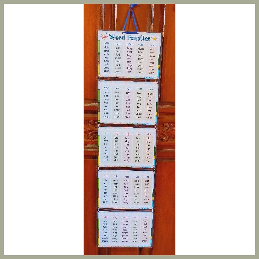 ∆ READING - WORD FAMILIES HANGING CHART - LAMINATED | Shopee Philippines