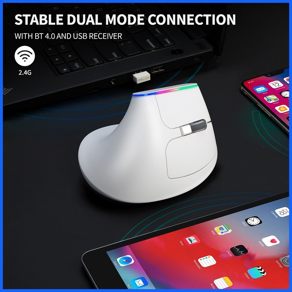 Delux M618C 2.4Ghz Wireless Vertical Mouse Ergonomic Design 6 Button ...