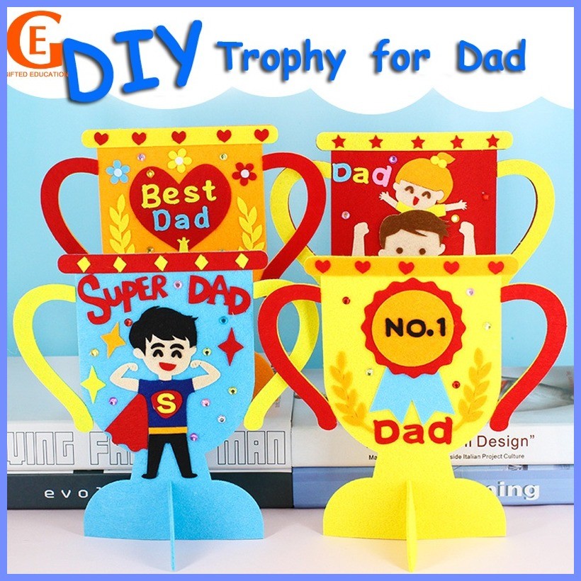 DIY Dad Trophy Children Handmade Father Birthday Gift Kindergarten Non ...