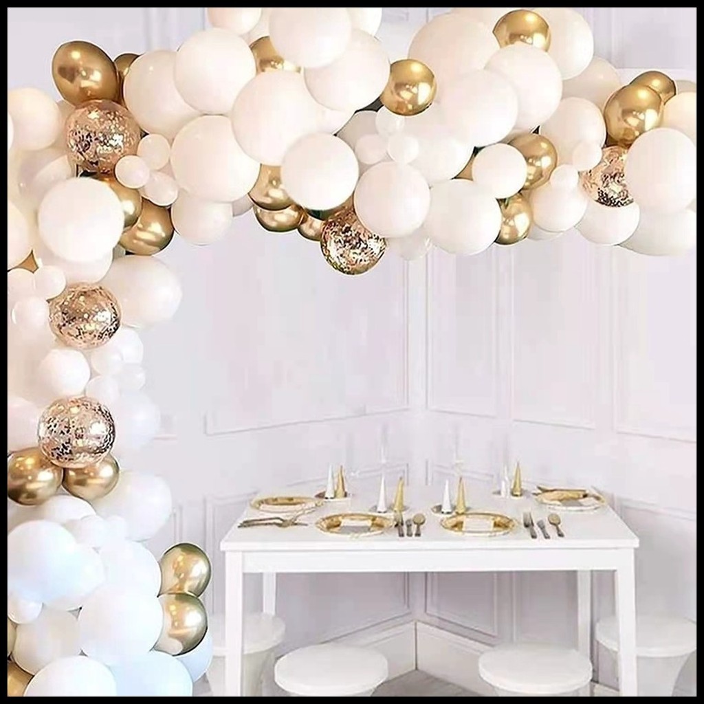 White Gold Balloon Wedding Debut Anniversary Birthday Party Theme ...