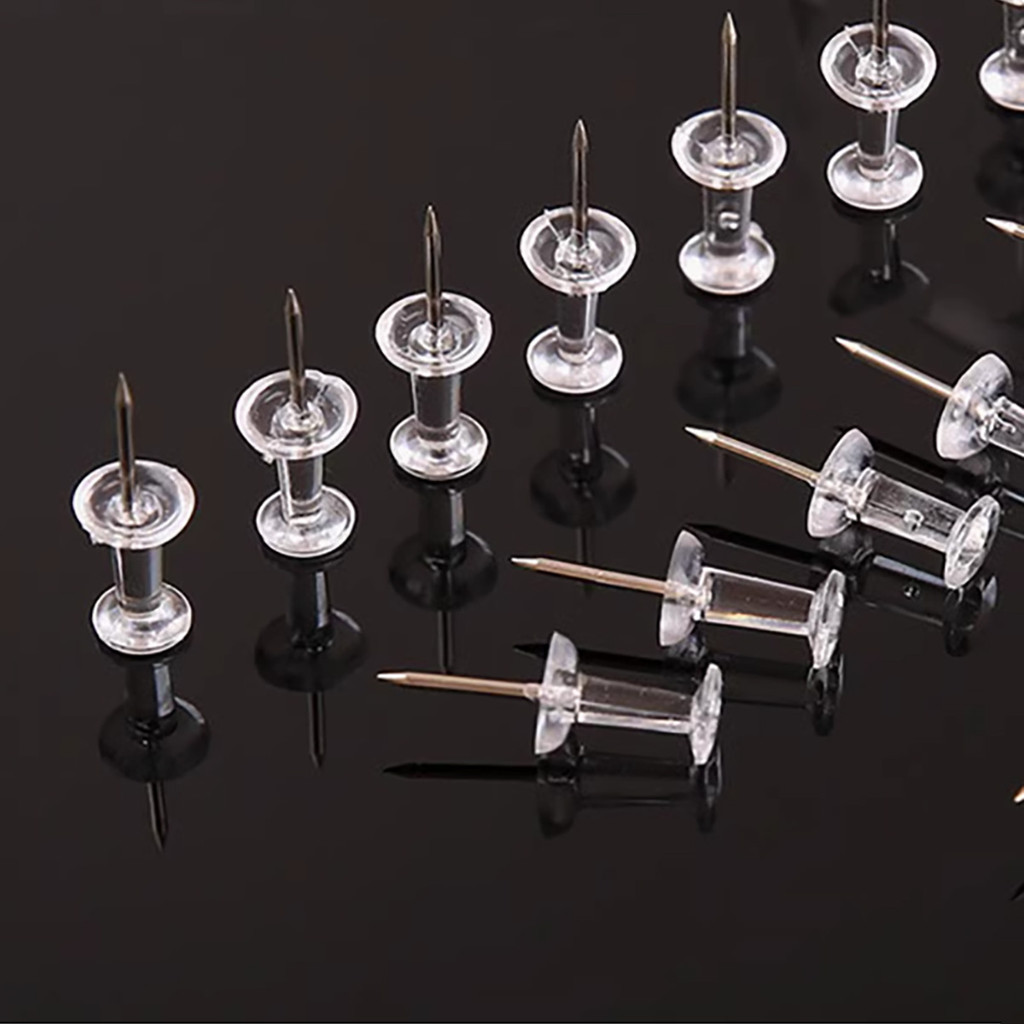 Transparent Thumbtack Push Pin Barel Set Plastic Macaron Tacks Combo ...
