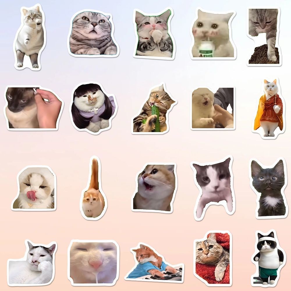 500pcs Set Cute Funny Cat Memes Stickers Creative Cat Emoji Handbook ...