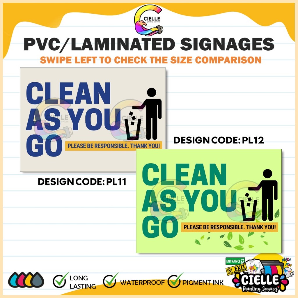 PVC/LAMINATED/STICKER SIGNAGES (PL11&PL12) - CLEAN AS YOU GO | Shopee ...