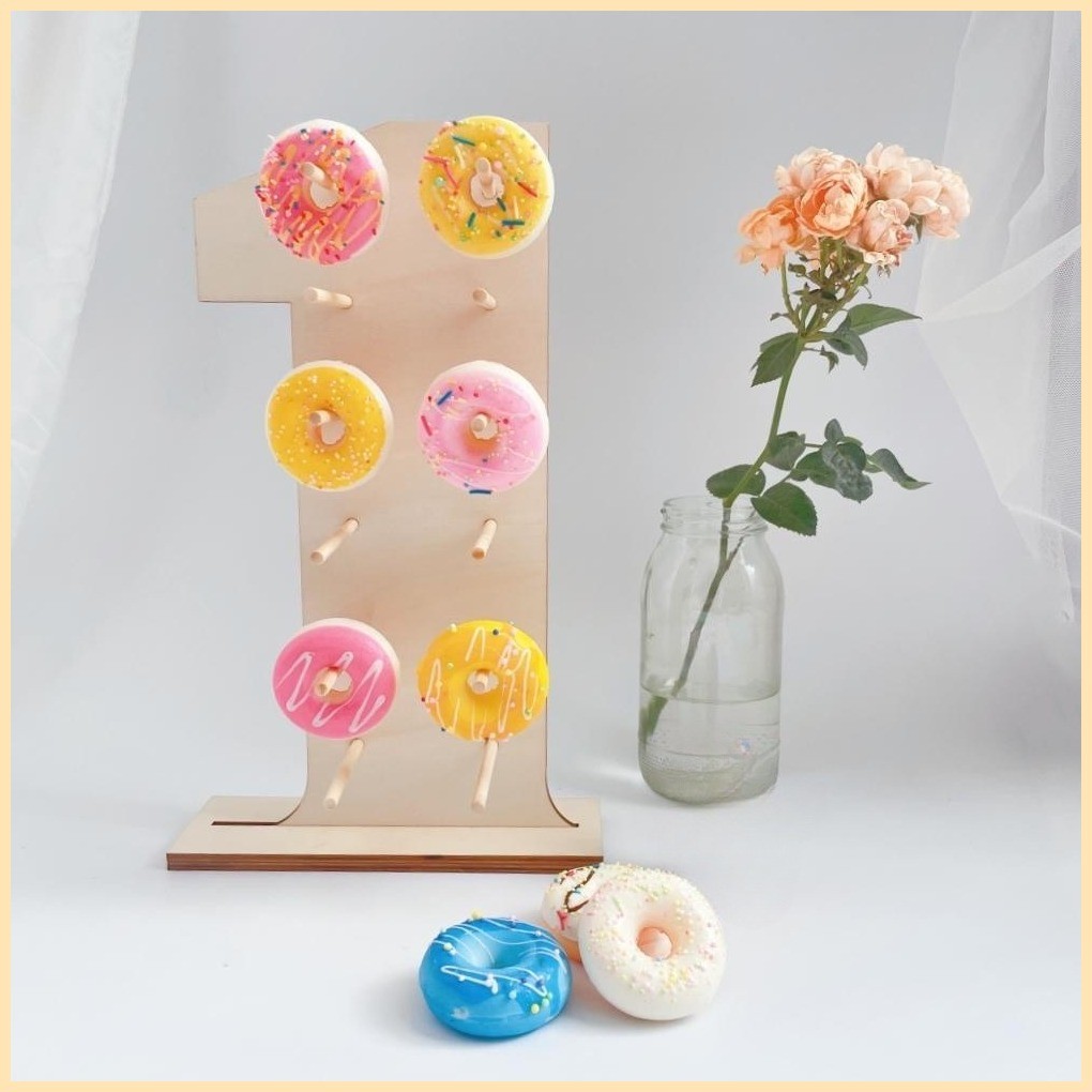 DIY Wooden Number Donuts Candy Sweets Doughnut Rack for Party Wedding ...