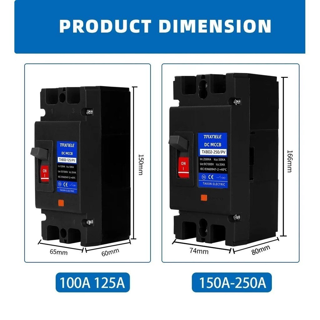 DC MCCB 2P 125A 250A 1000V DC Solar Molded Case Circuit Breaker MCCB ...