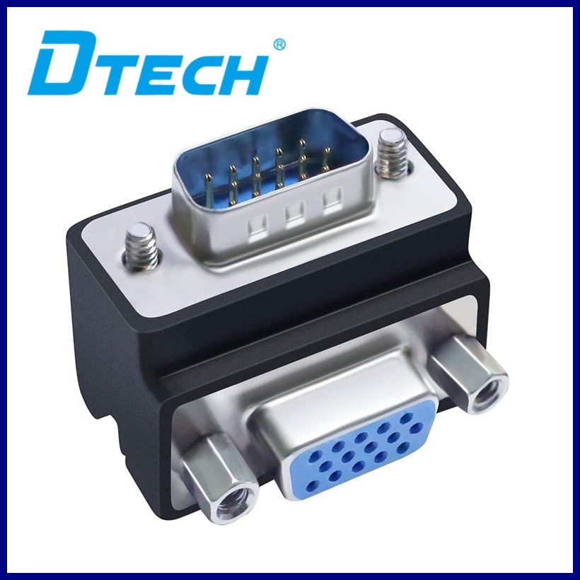 DTECH 90 Degree VGA Right Angle Adapter 15 Pin Male to Female Extension ...