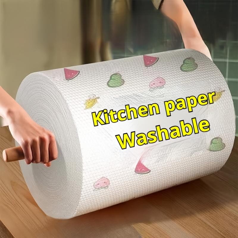 400Pcs Disposable Kitchen Towels Roll-up Washable Wet and Dry Dual ...