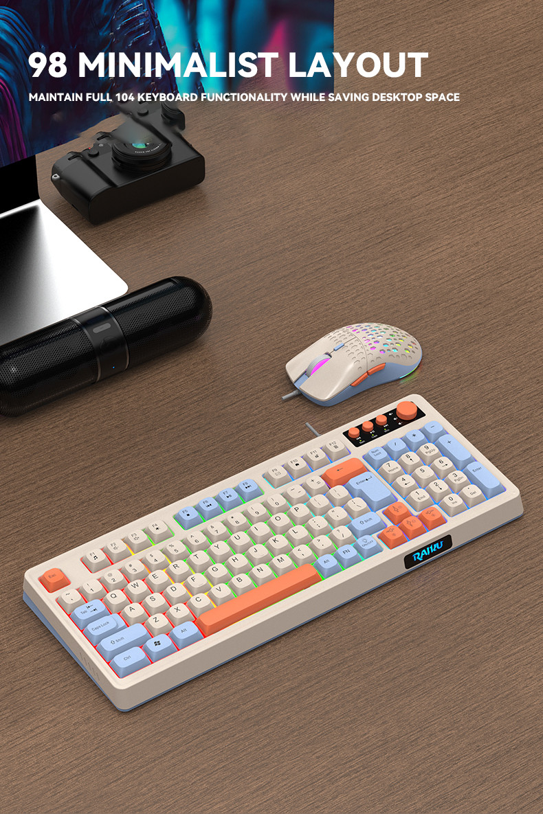 Cen x Raiku Wired Rainbow LED Gaming Keyboard Bundle And Mouse Set 98 ...