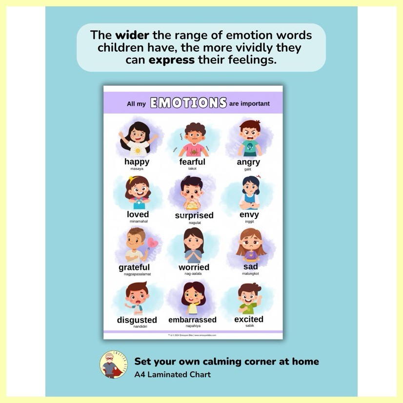 ♻ Emotion / Feelings Laminated Chart for Kids - Educational Learning ...