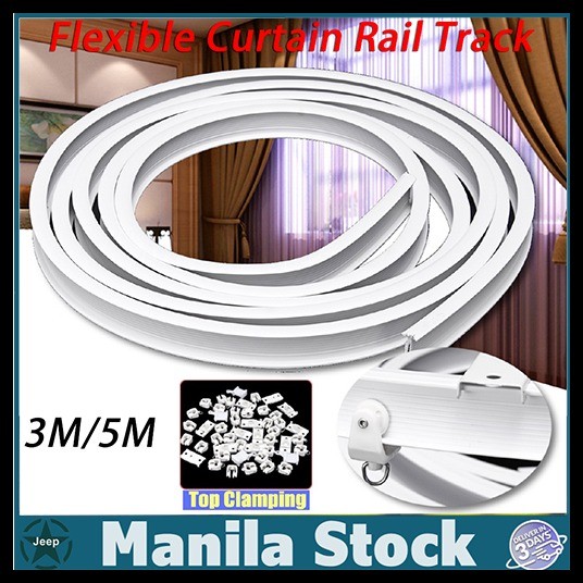 3M/5M Flexible Ceiling Curtain Rail Track Bendable Window Rod Rail ...