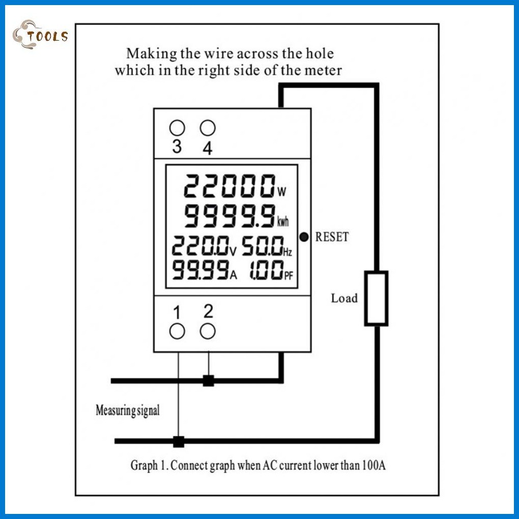 Digital-Electricity Meter AC40-300V Ammeter Voltmeter DIN, Energy-Meter ...